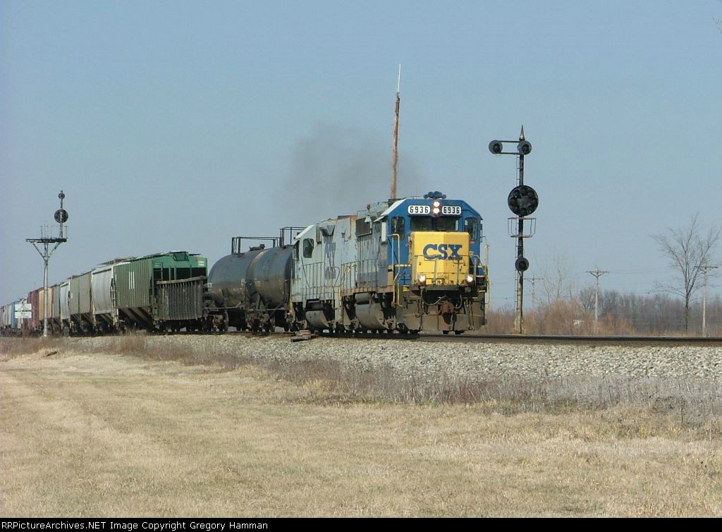 CSX 6936 and Road Slug Heading South